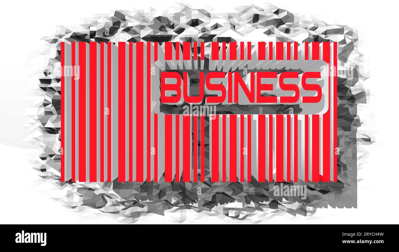 Barcode with business text on low poly relief Stock Photo - Alamy