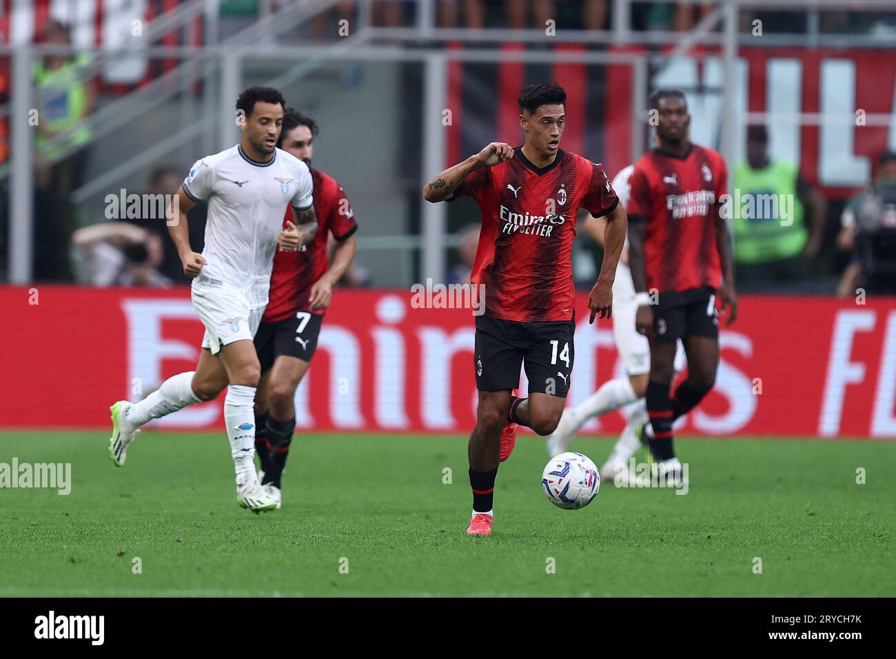 Milano, Italy. 30th Sep, 2023. Tijjani Reijnders of Ac Milan controls ...