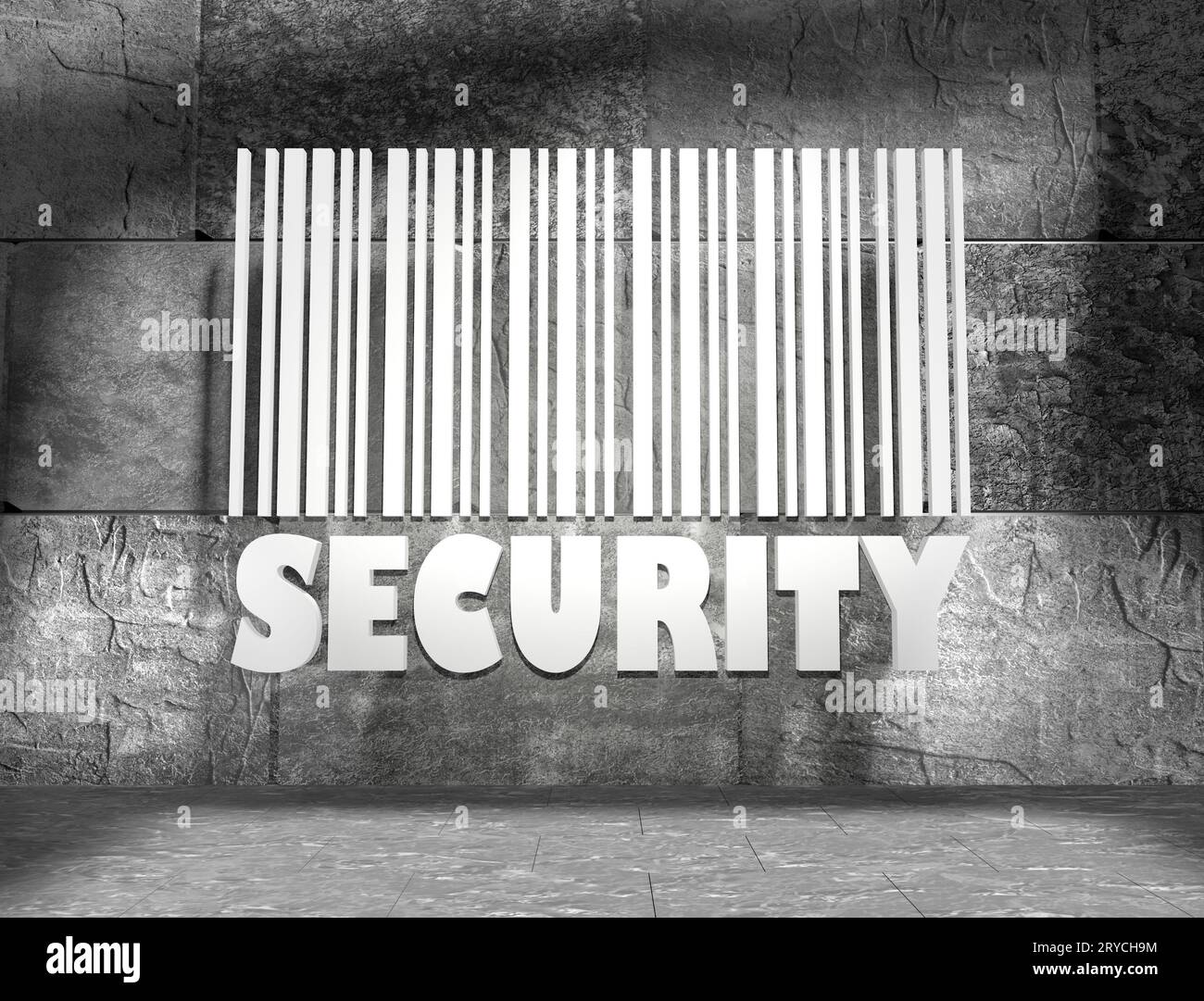 Security text and bar code on concrete wall Stock Photo - Alamy