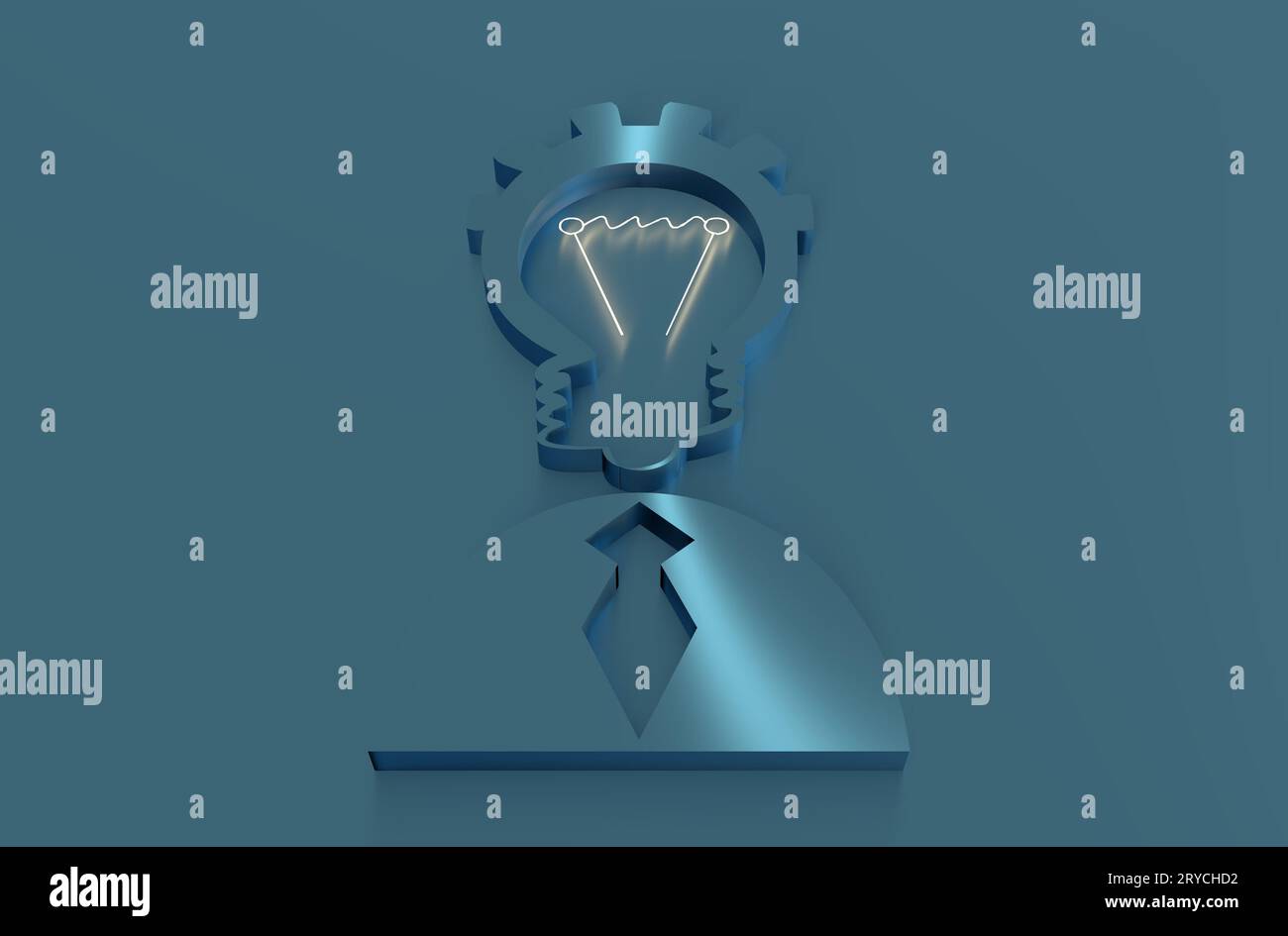 Lamp head businessman 3d icon Stock Photo - Alamy