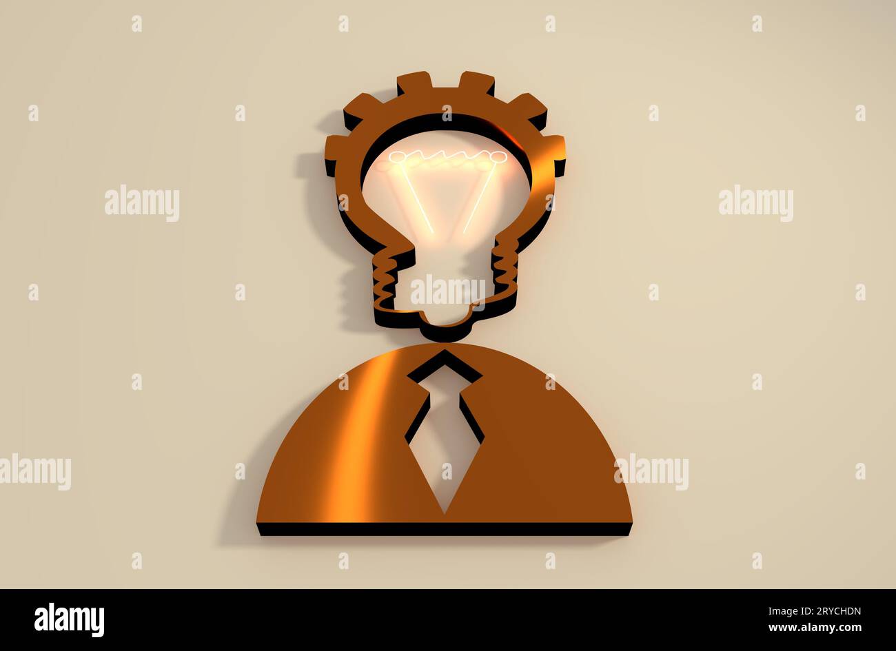 Lamp head businessman 3d icon Stock Photo - Alamy