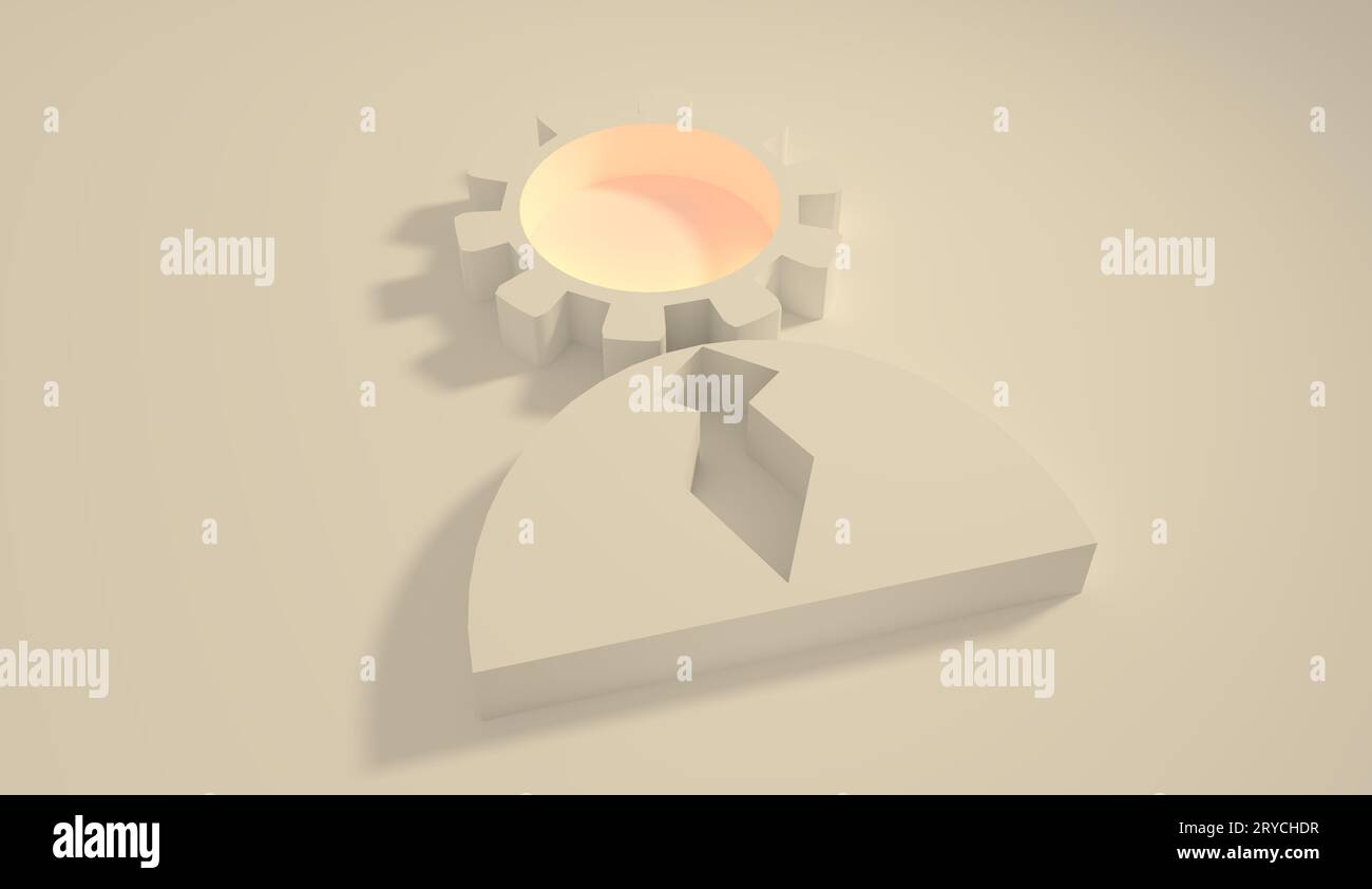 Gear head businessman 3d icon. Brain work metaphor Stock Photo - Alamy