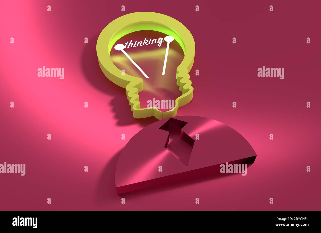 Lamp head businessman 3d icon. Thinking text Stock Photo - Alamy
