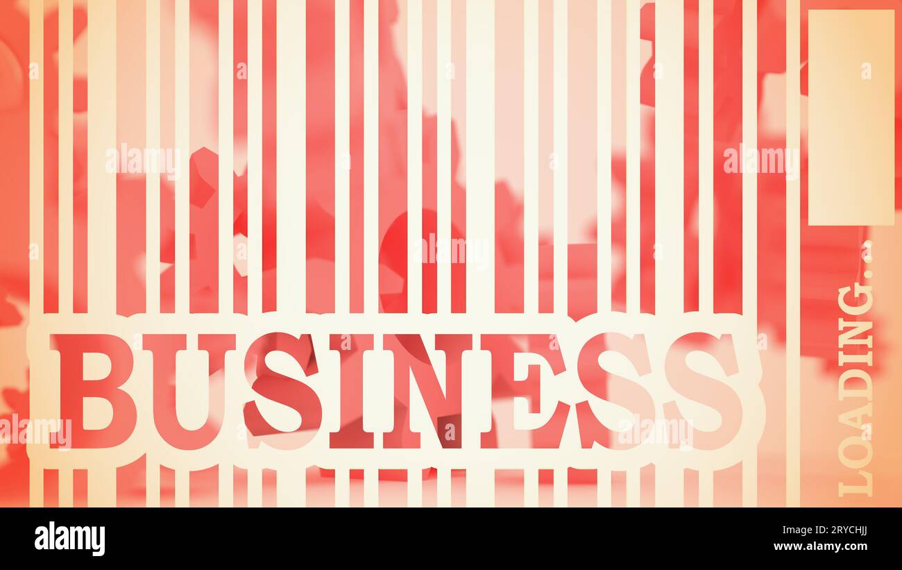 Blurred gears levitation backdrop. Business loading bar code on it ...