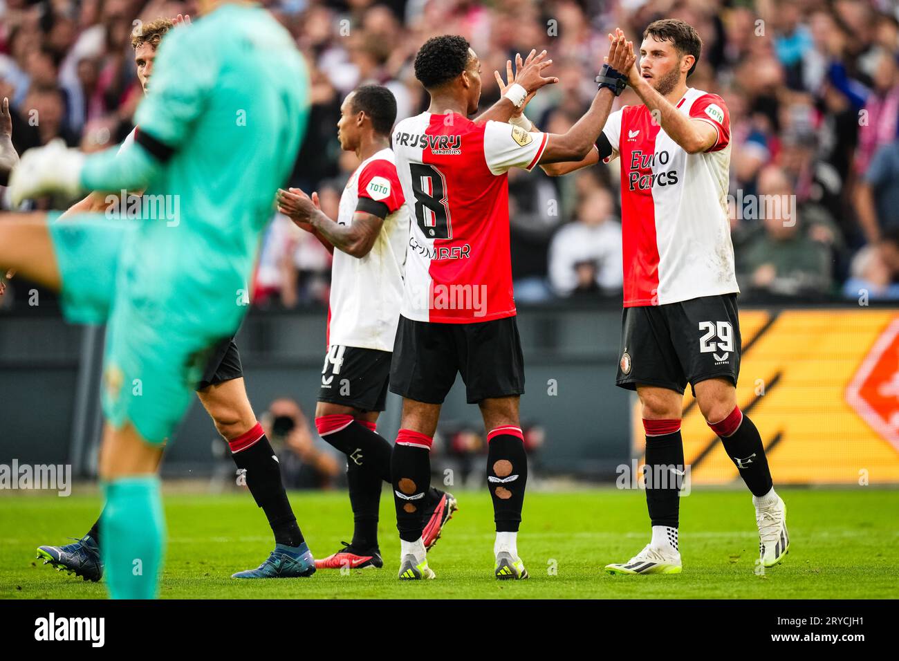 Rotterdam, The Netherlands. 30th Sep, 2023. Rotterdam - Quinten Timber of Feyenoord, Santiago ...