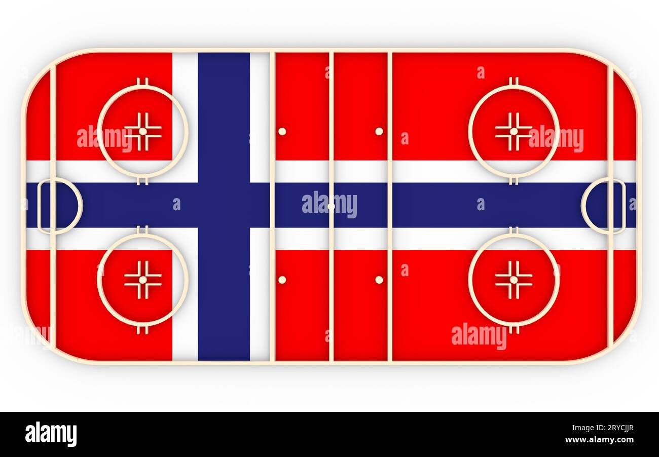 Ice hockey field textured by Norway flag. Relative to world competition ...