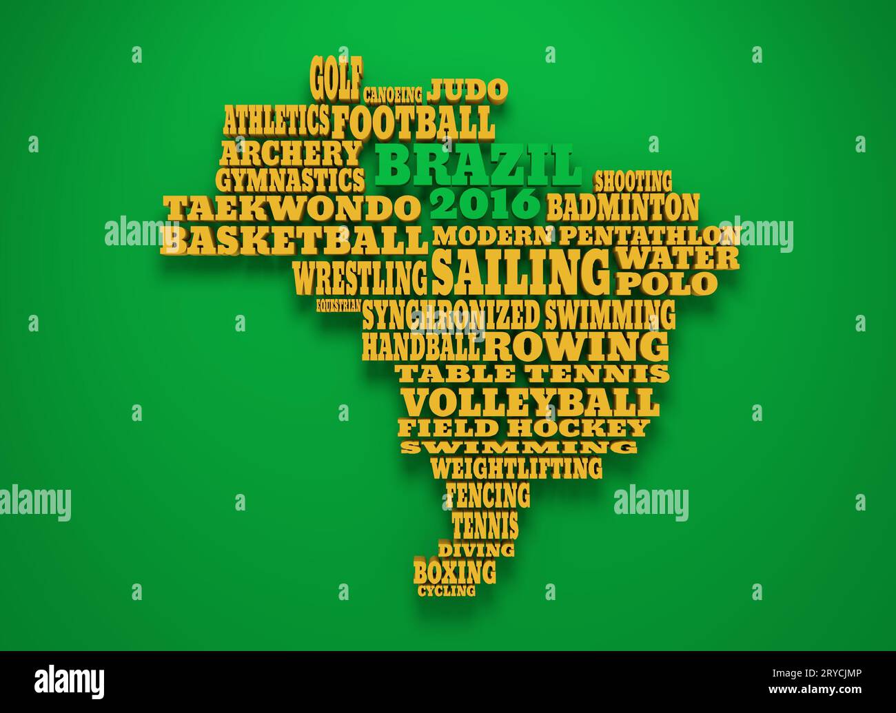 Brazil map with text, various sport competition Stock Photo - Alamy