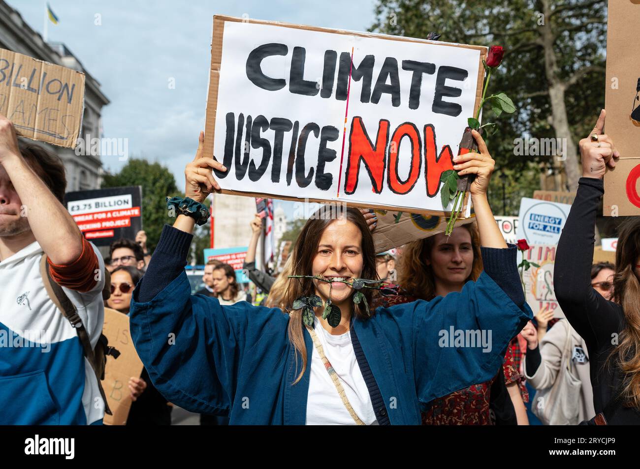 London, UK. 30 September 2023. Climate activists, including Fossil Free ...