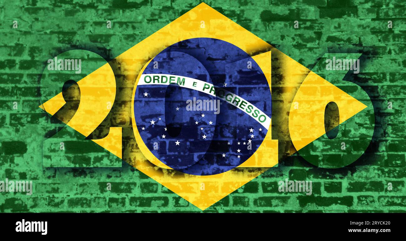 Brazil national flag and 2016 number Stock Photo - Alamy