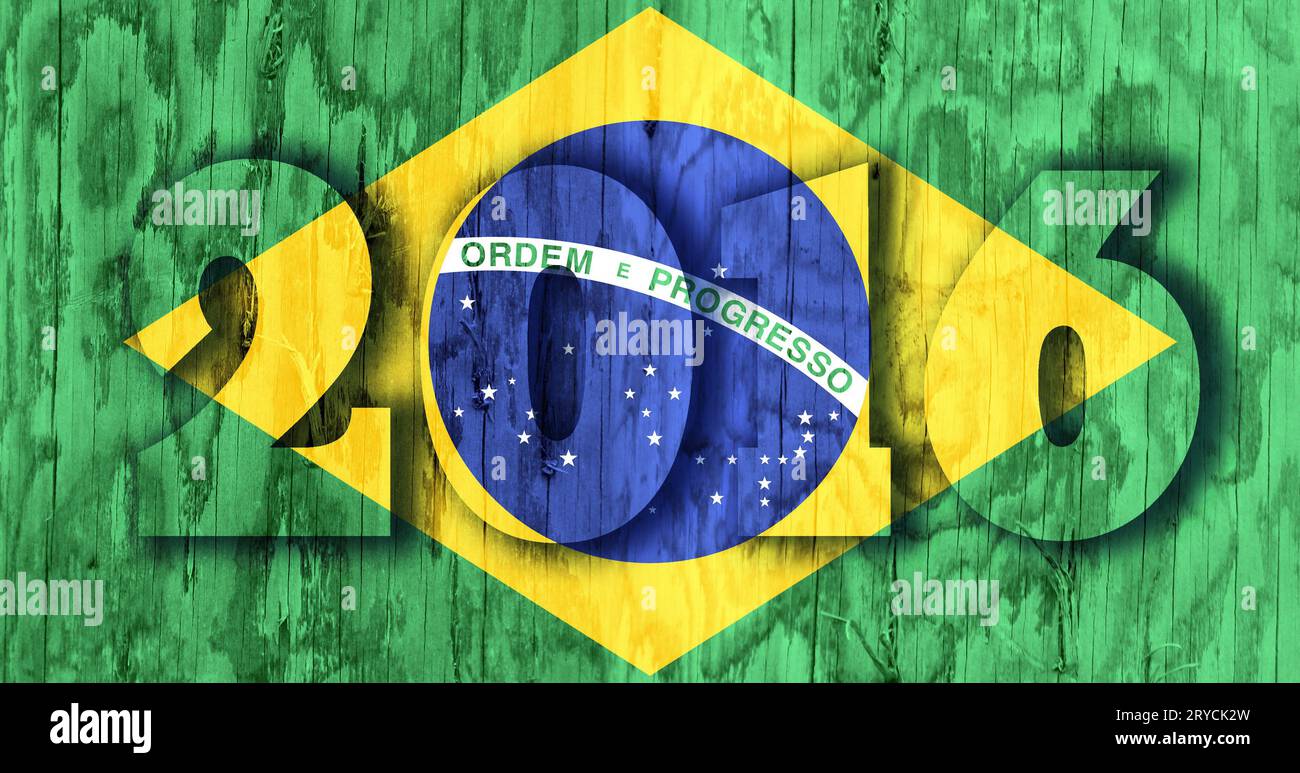 Brazil national flag and 2016 number Stock Photo - Alamy