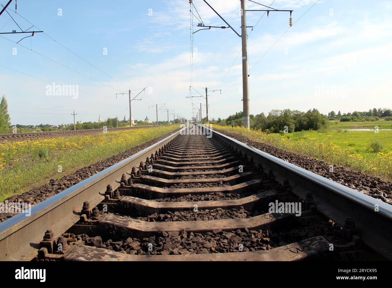 The length of the railway track Stock Photo - Alamy