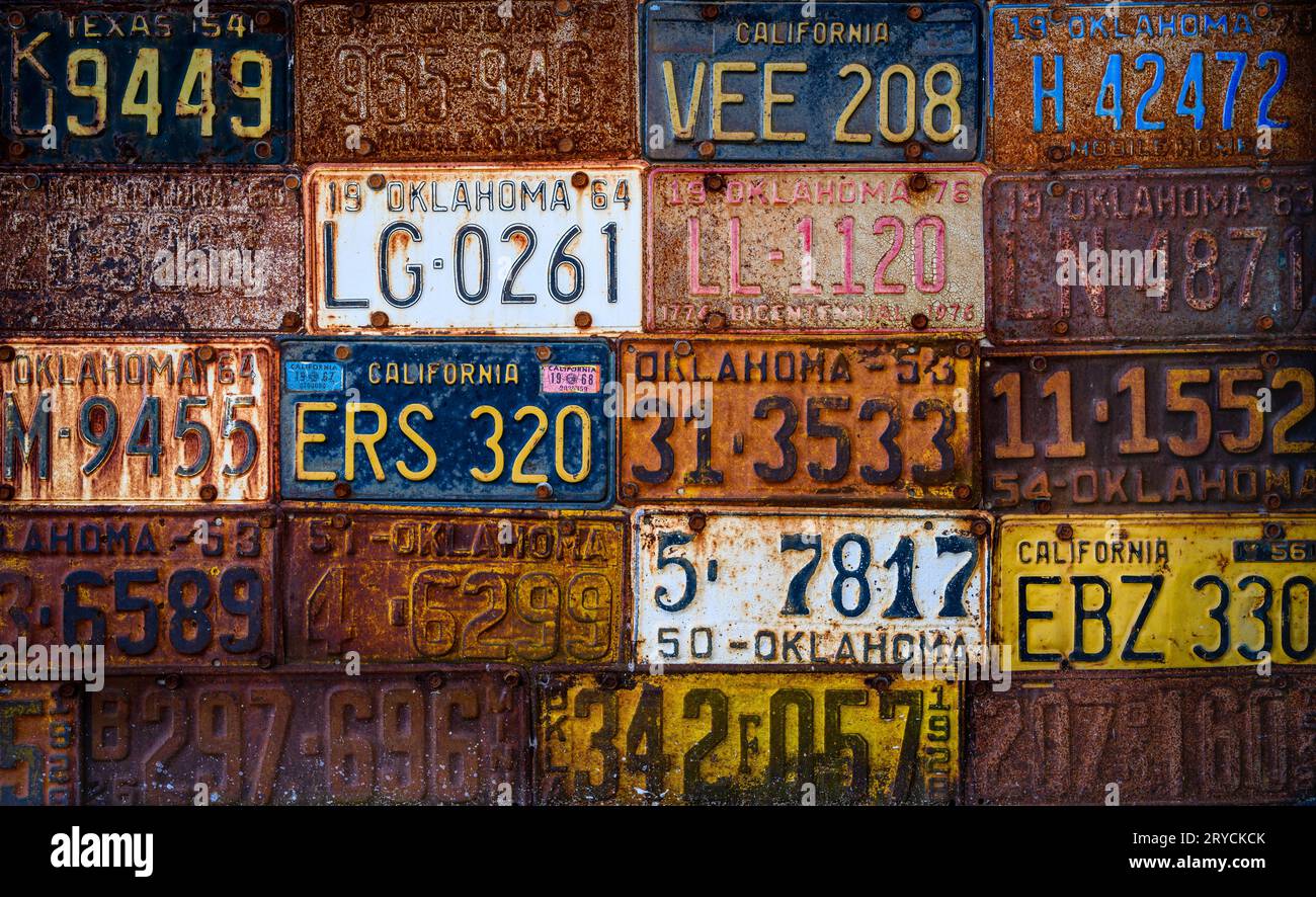 A collection of license plates hi-res stock photography and images - Alamy