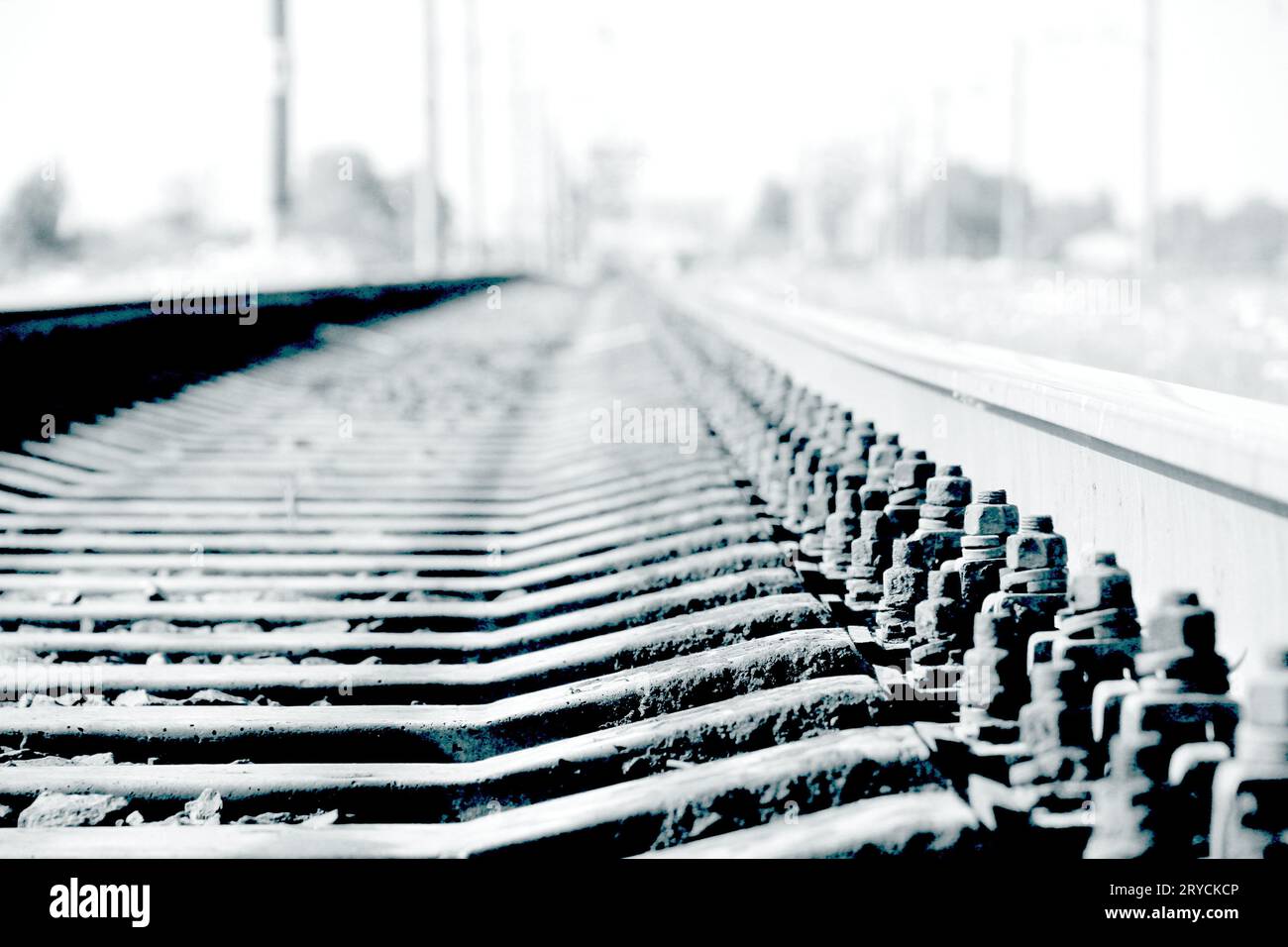 The length of the railway track Stock Photo - Alamy