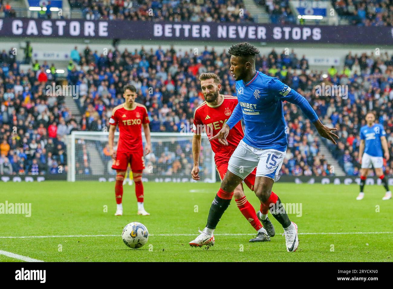30 Sept 23. Glasgow, UK. Rangers FC play Aberdeen FC at Ibrox Stadium ...