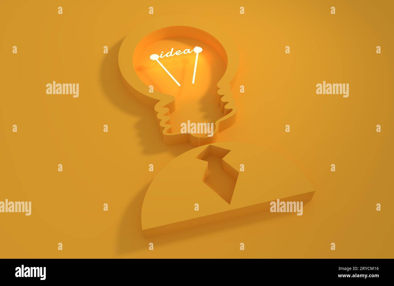 Lamp head businessman 3d icon. Idea text Stock Photo - Alamy