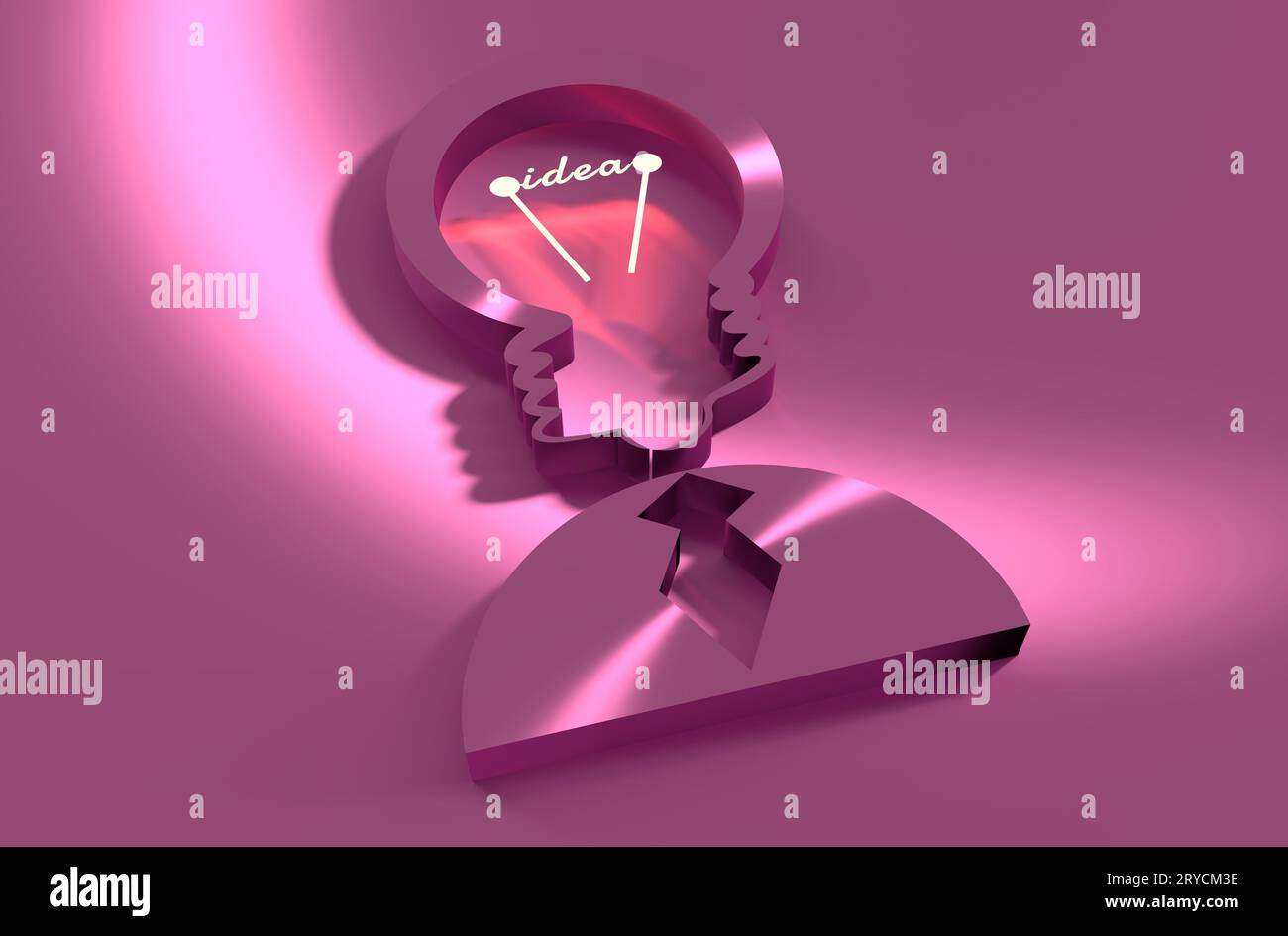 Lamp head businessman 3d icon. Idea text Stock Photo - Alamy