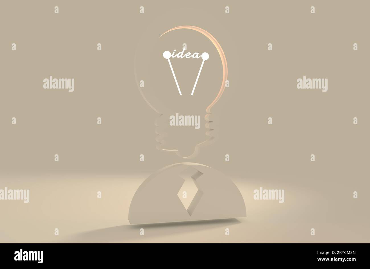 Lamp head businessman 3d icon. Idea text Stock Photo - Alamy