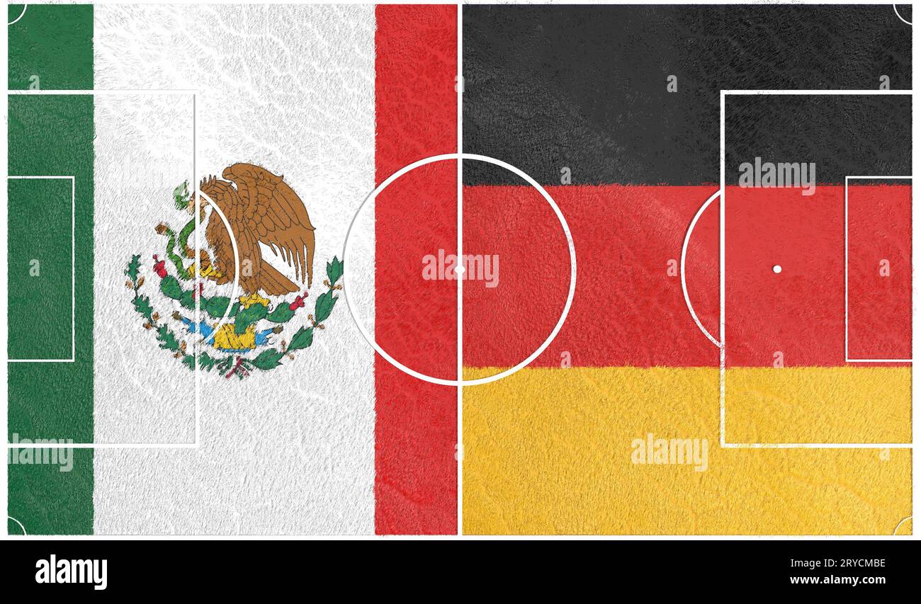 Mexico vs Germany. Football field textured by flags Stock Photo - Alamy