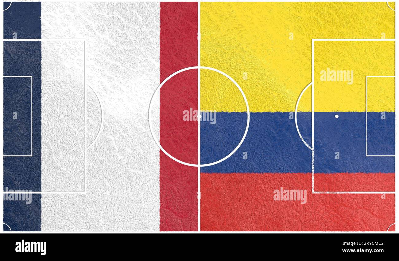France vs Colombia. Football field textured by flags Stock Photo - Alamy