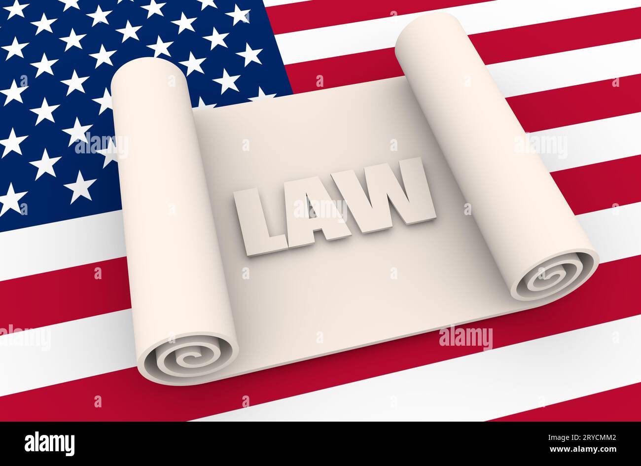 Paper scroll on background textured by USA flag. Law text Stock Photo ...