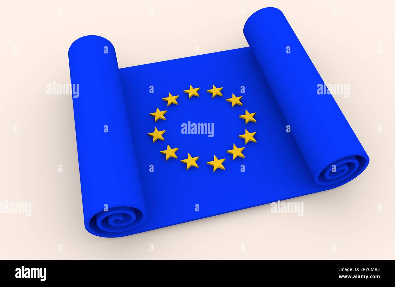Paper scroll textured by European Union flag Stock Photo - Alamy