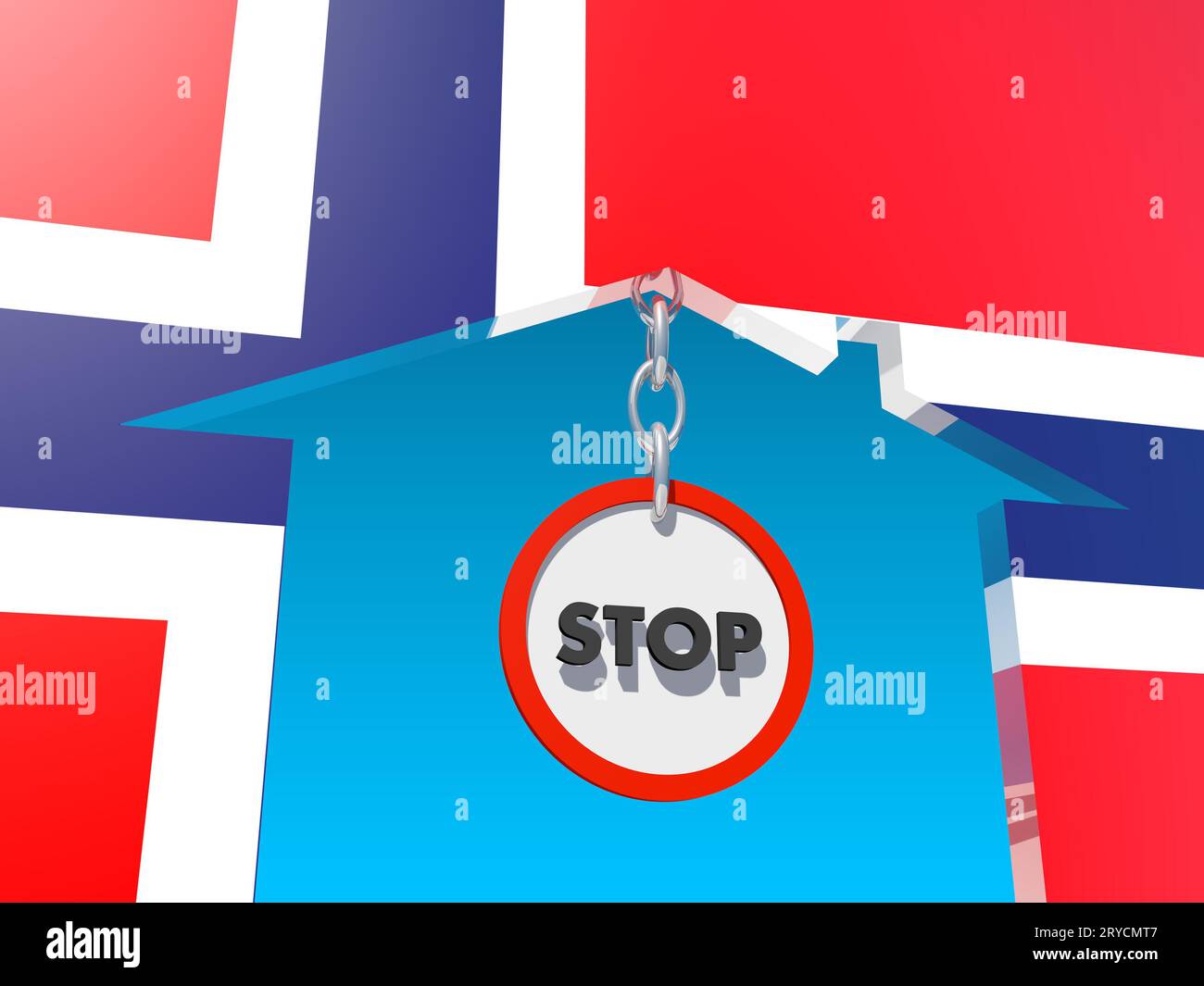 Road stop sign in home icon textured by norway flag Stock Photo - Alamy