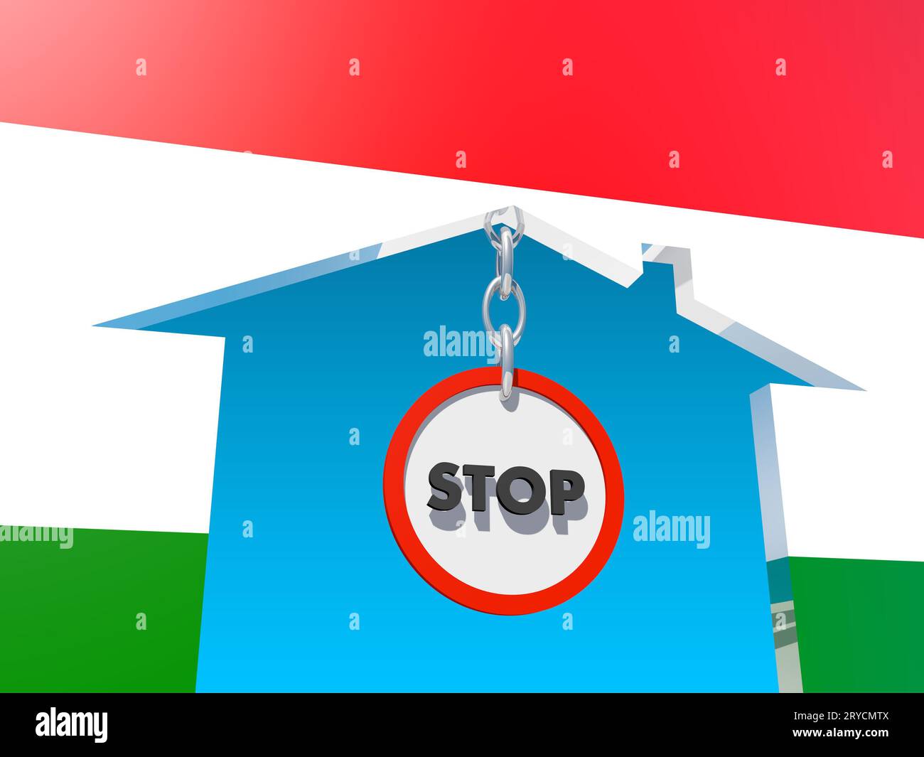 Road stop sign in home icon textured by hungary flag Stock Photo - Alamy