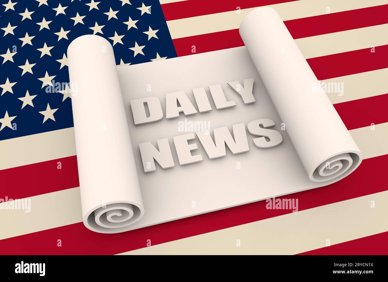Paper scroll on background textured by USA flag. Daily news text Stock ...