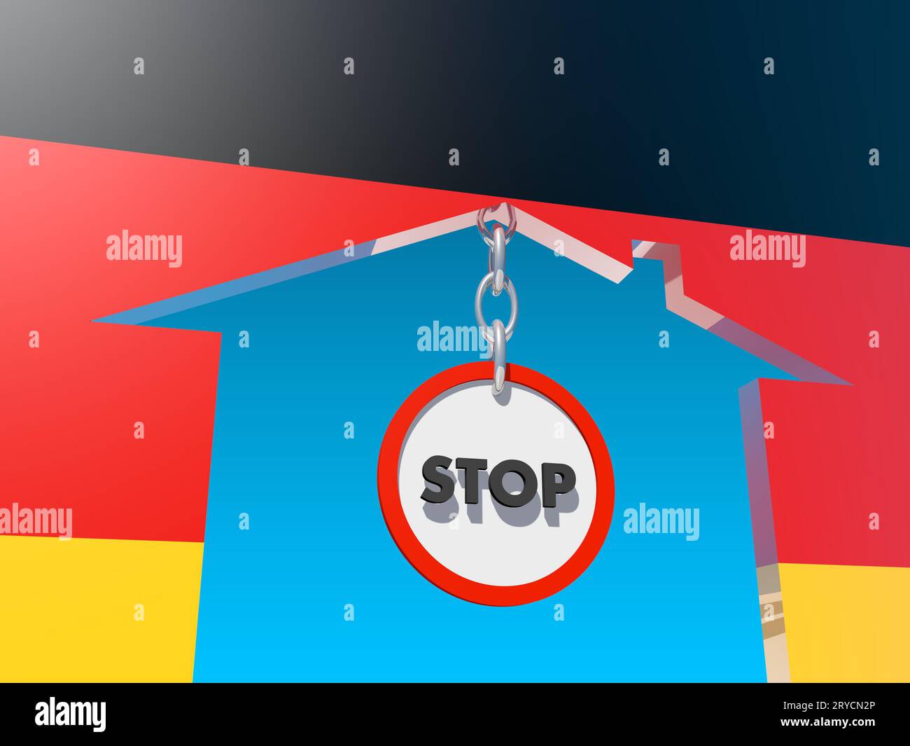 Road stop sign in home icon textured by germany flag Stock Photo - Alamy