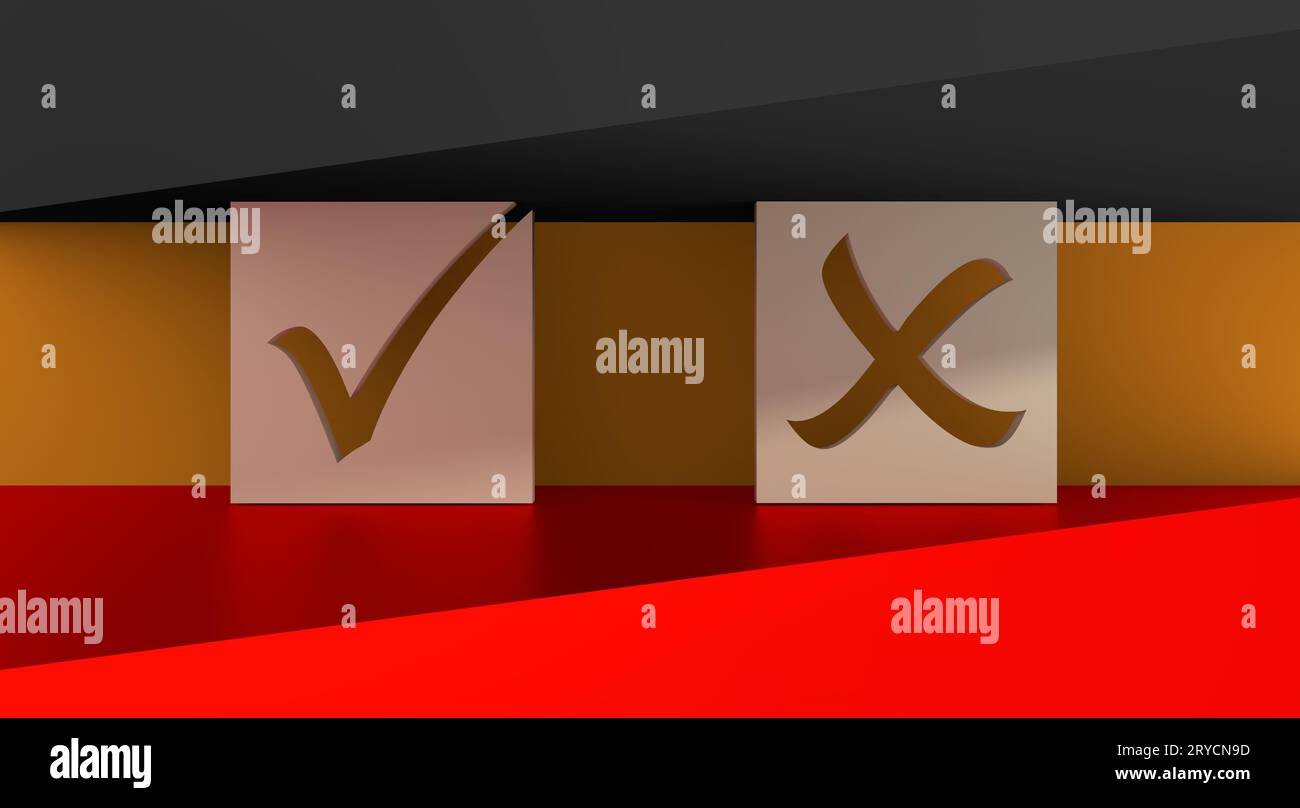 Check mark on germany flag background Stock Photo - Alamy