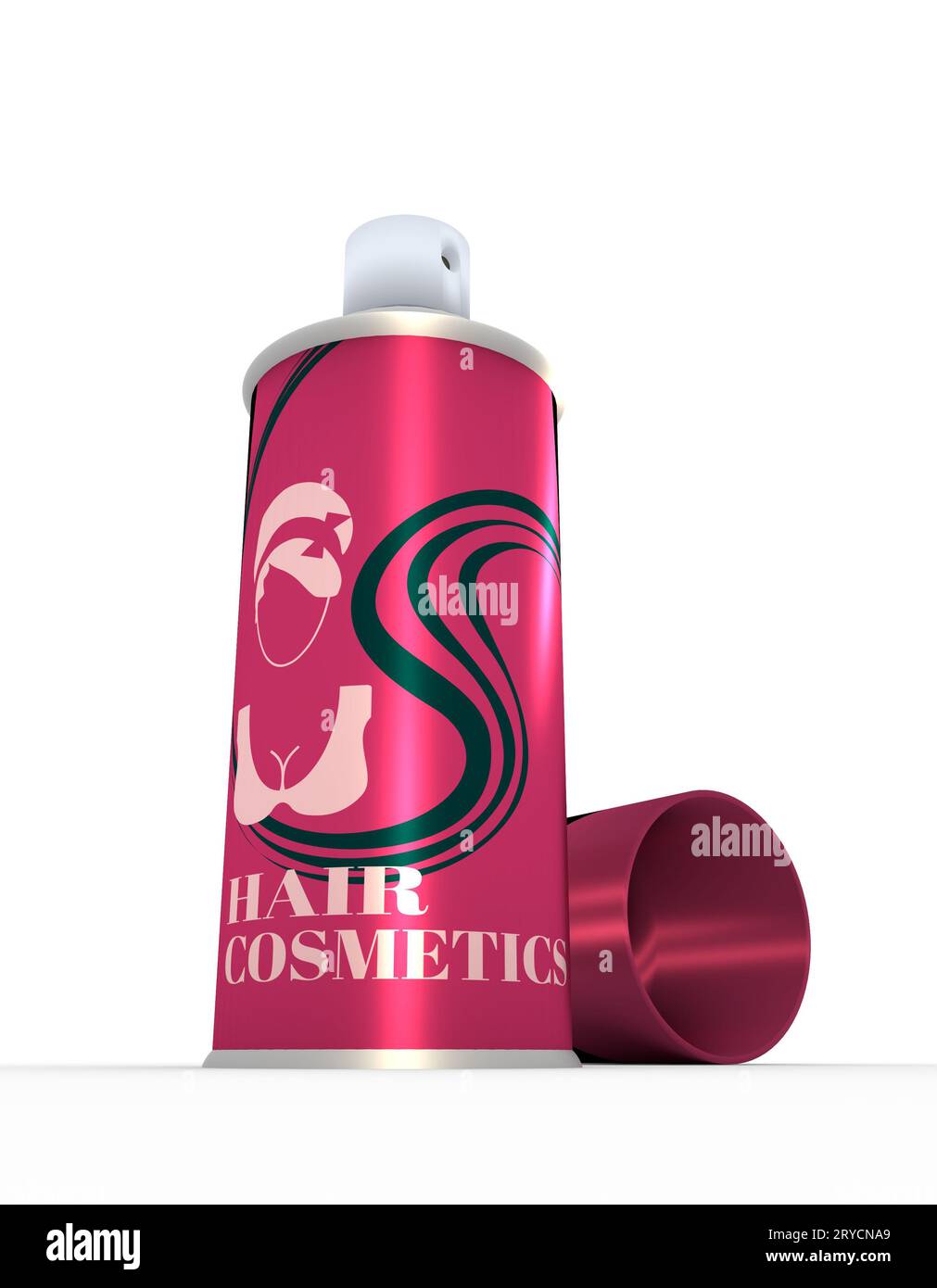 Illustration depicting a single hair spray aerosol can arranged over ...