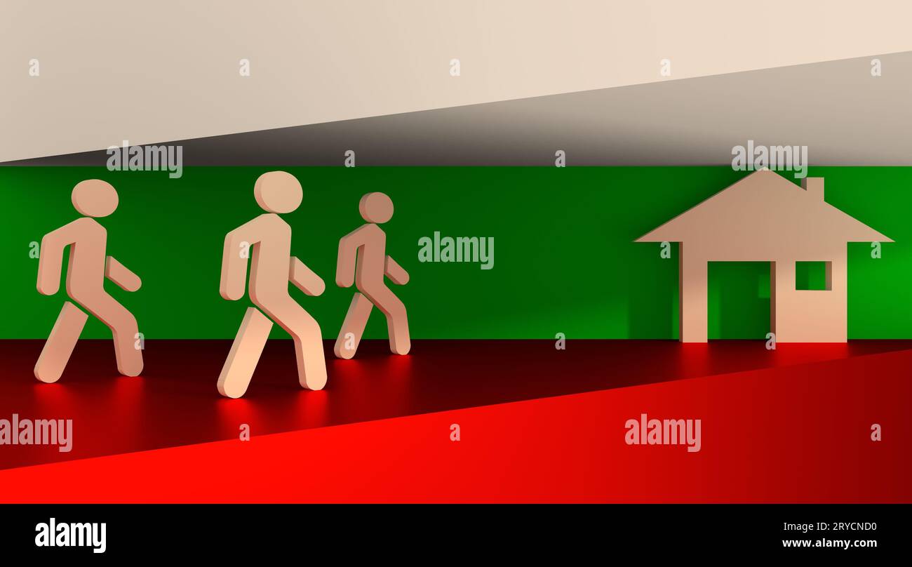 Illegal migration to Europe relative illustration Stock Photo - Alamy