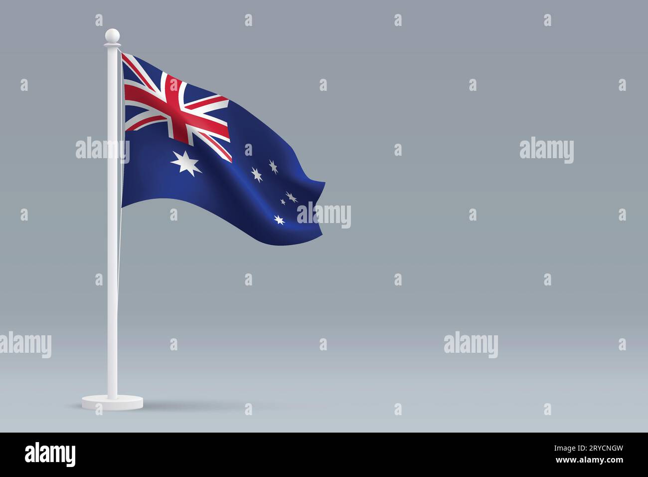3d realistic national Australia flag isolated on gray background with ...