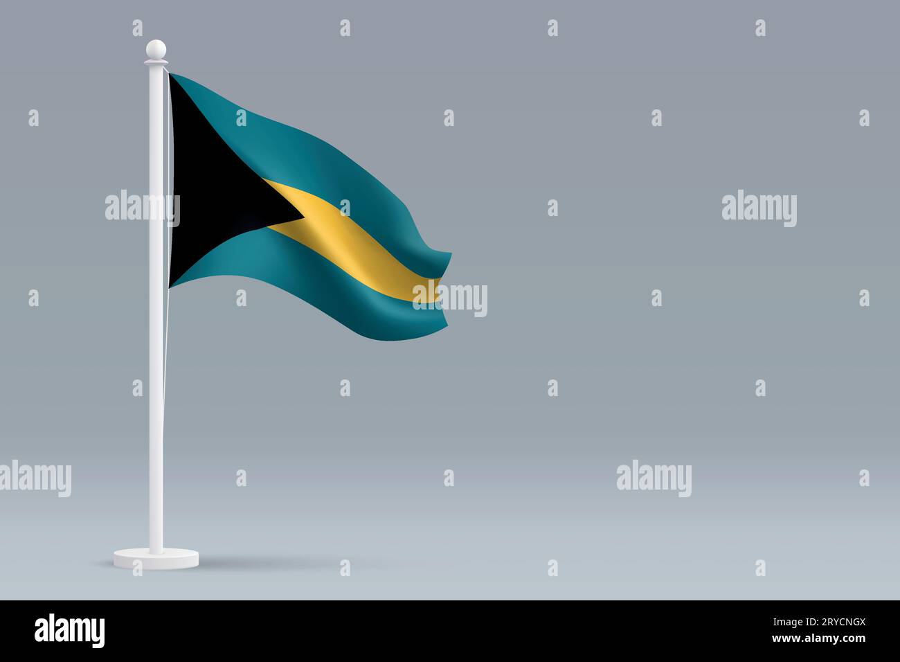 3d realistic national Bahamas flag isolated on gray background with ...