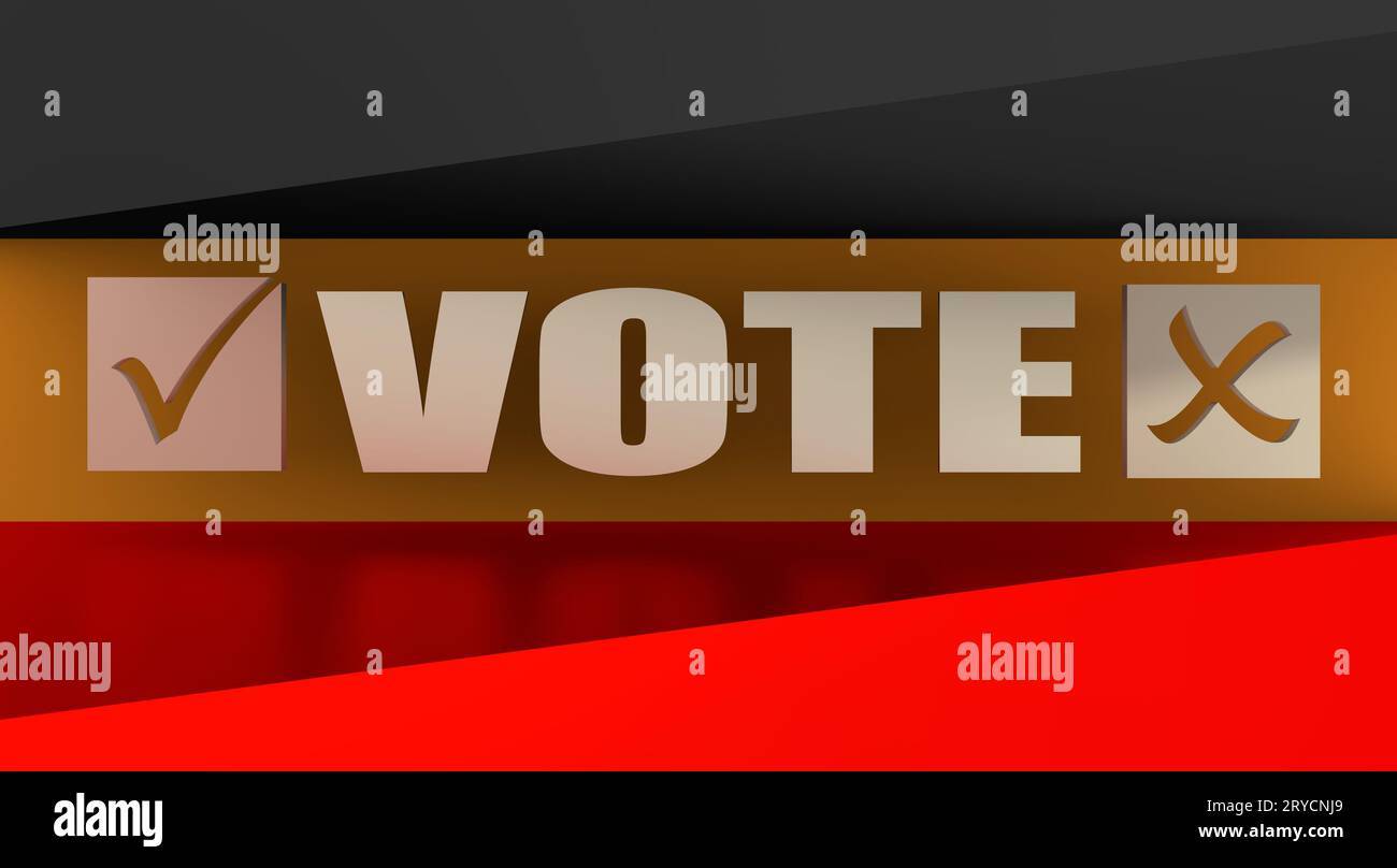 Vote text with check mark on germany flag background Stock Photo - Alamy