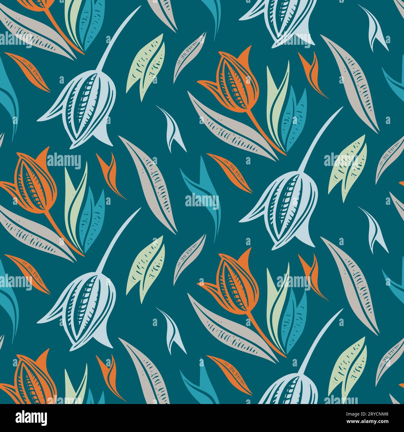 Modern blue abstract stylized vector simple graphic design seamless ...