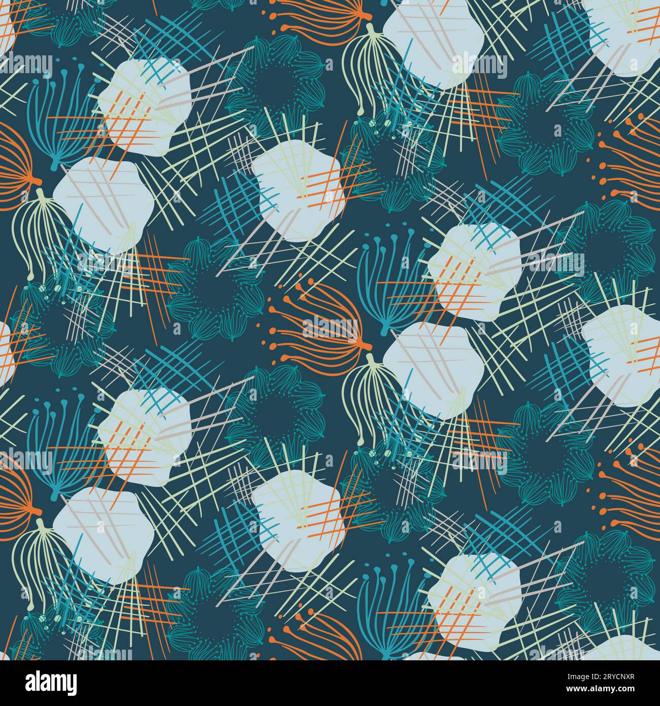 Modern blue abstract stylized vector simple graphic design seamless ...