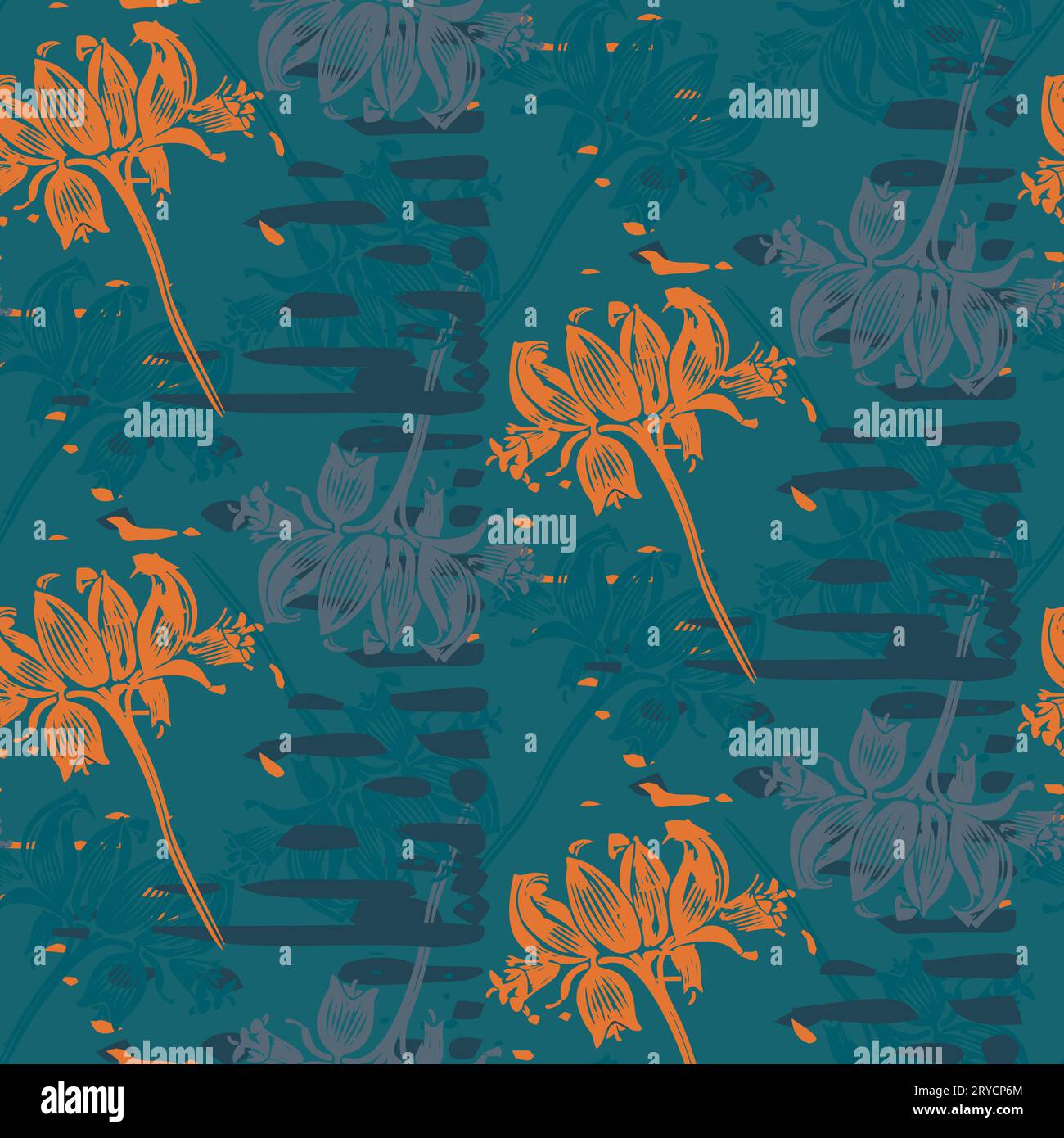 Modern blue abstract stylized vector simple graphic design seamless ...