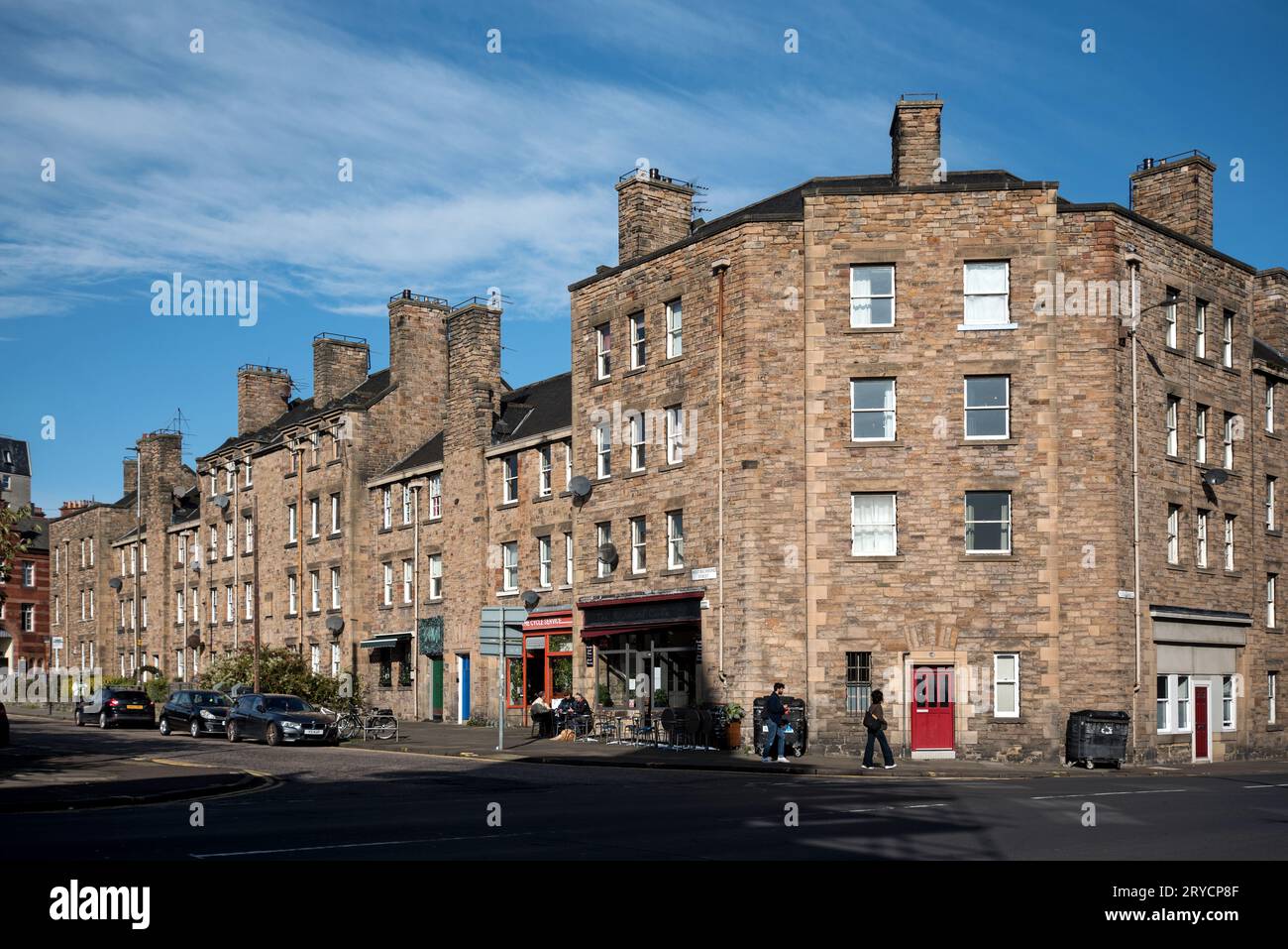 Bright sunny morning on West Richmond Street on Edinburgh's Southside ...