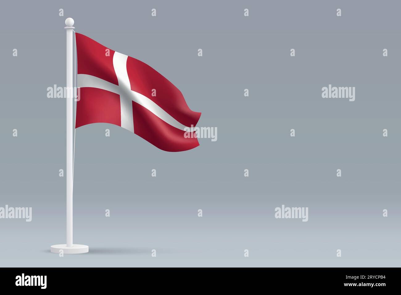 3d realistic national Denmark flag isolated on gray background with ...
