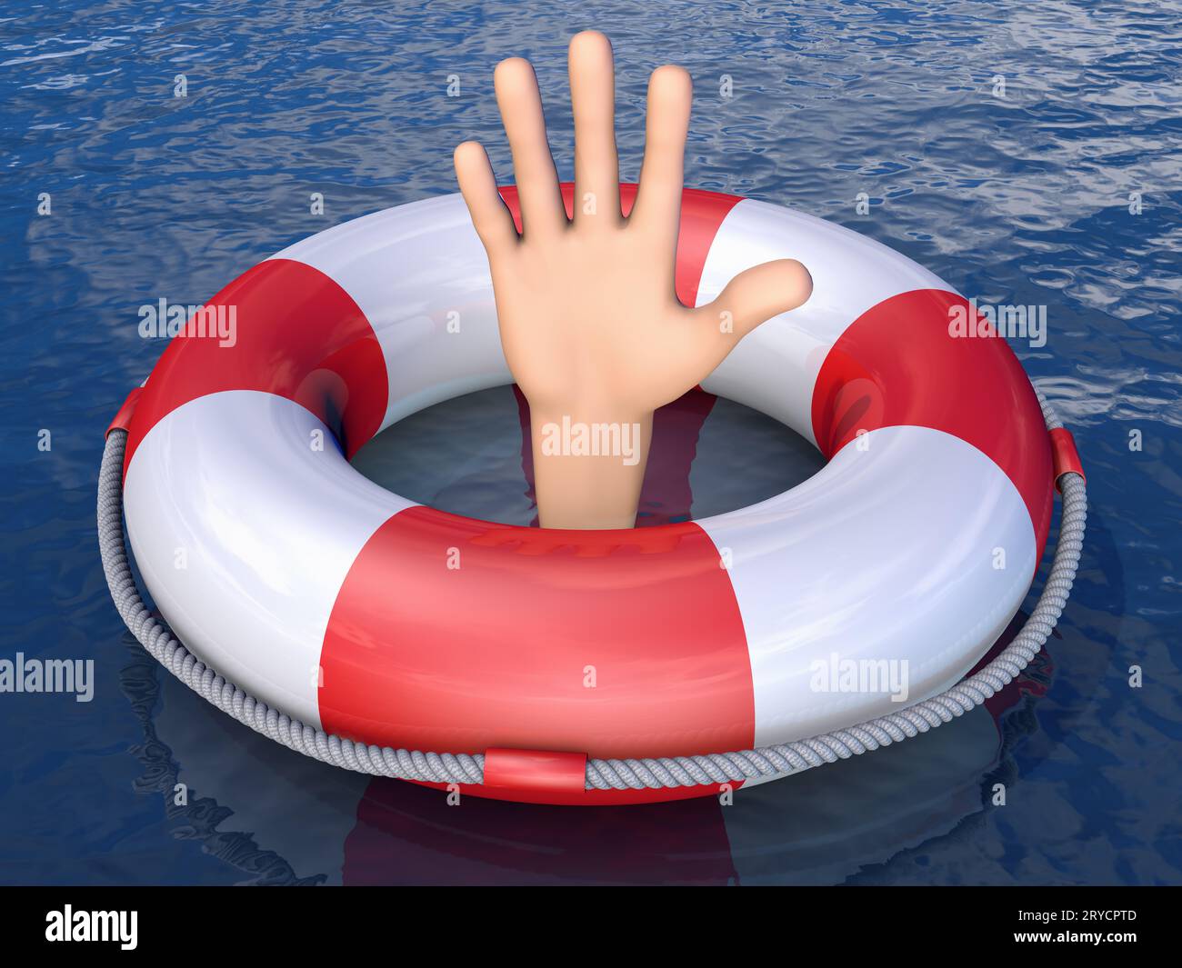 Hand in a lifebuoy Stock Photo - Alamy