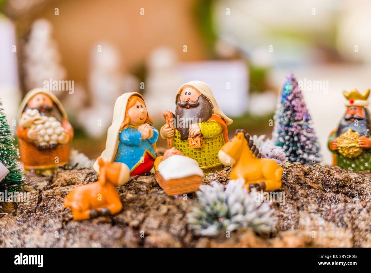 Vivid colors of Christmas Nativity scene Stock Photo - Alamy