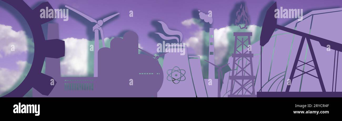 Energy and Power icons set. Header banner by industrial theme Stock ...