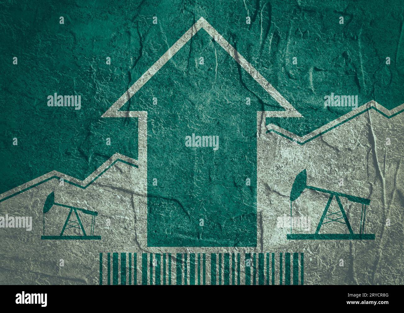 Oil pump icon on grow up arrow and bar code Stock Photo - Alamy