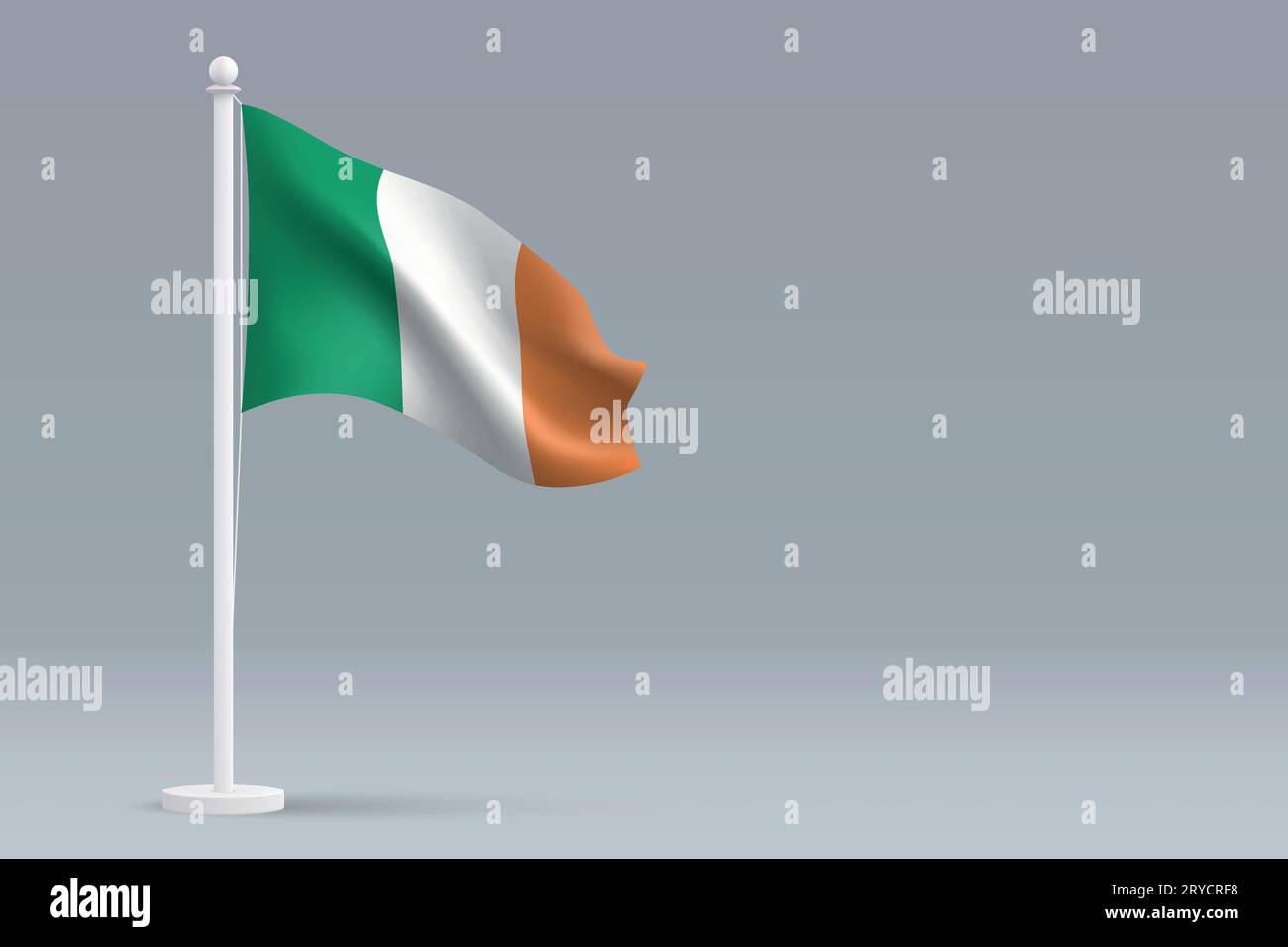 3d realistic national Ireland flag isolated on gray background with ...