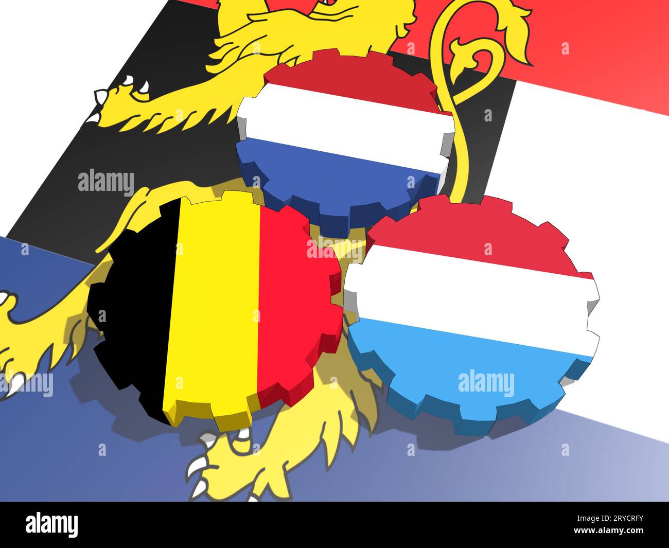 Politic and economic union members national flags. Benelux Stock Photo ...