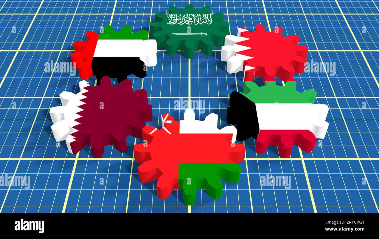 Cooperation Council for the Arab States of Gulf members flags Stock ...