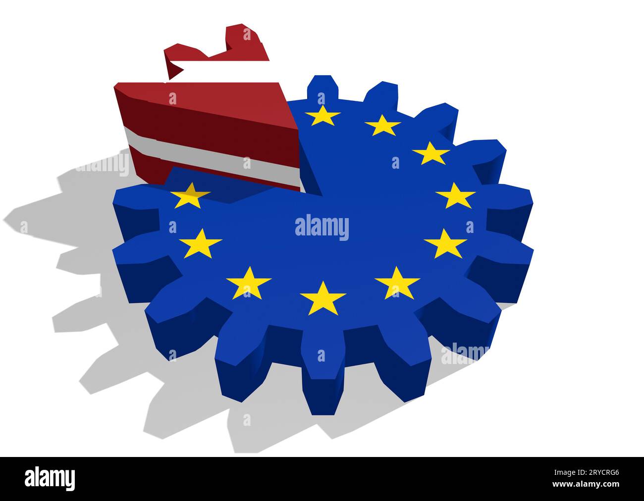 European union flag on gear, Latvia as part of cogwheel Stock Photo - Alamy