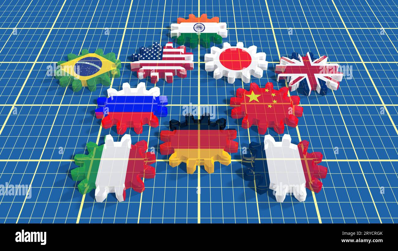 International Monetary Fund top ten members national flags Stock Photo ...