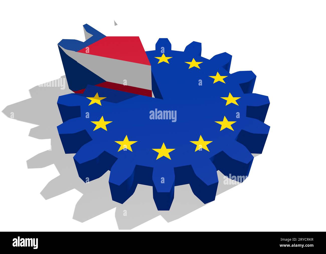 European union flag on gear, Czech as part of cogwheel Stock Photo - Alamy